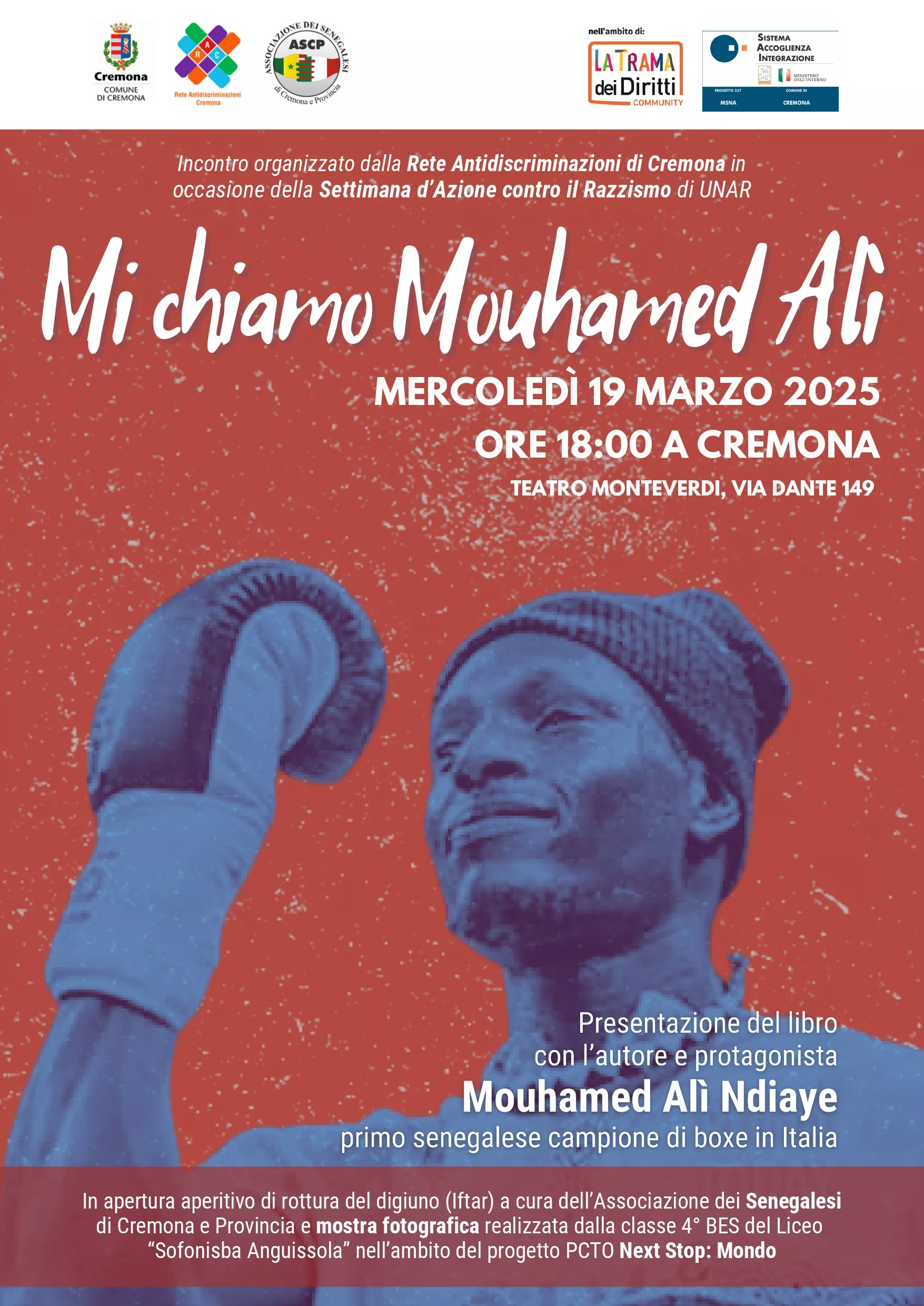 Teatro Monteverdi il 19: 'Mi chiamo Mouhamed Alì' - Vittoriano Zanolli
